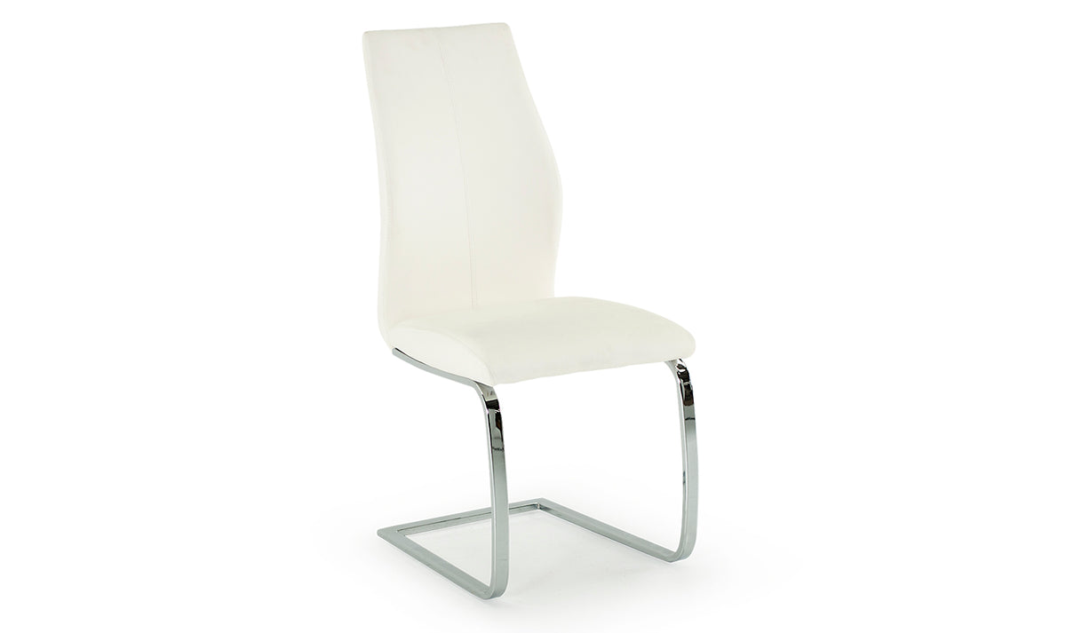 Elis Dining Chair - White / Chrome Leg (112) – Marcus Anthony Furnishings